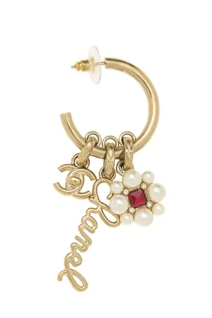 Chanel Tone Faux Pearl And Gripoix Earrings