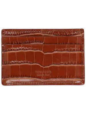 TOM FORD Leather Card Holder - Brown