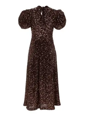 ROTATE BY BIRGER CHRISTENSEN Sequin Midi Dress - Brown