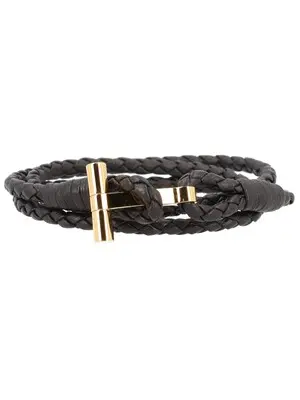 TOM FORD Braided Leather Bracelet - Brown