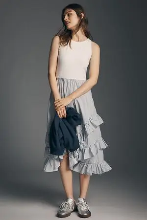 Maeve Twofer Ruffle Sweatshirt Dress