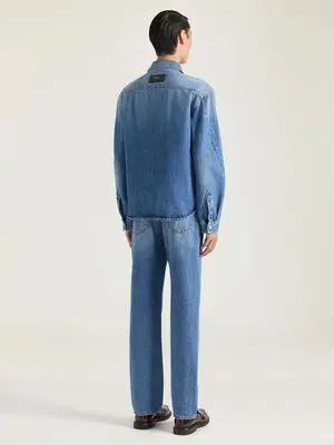 Givenchy Couture Seam Shirt In Shadow Washed Denim