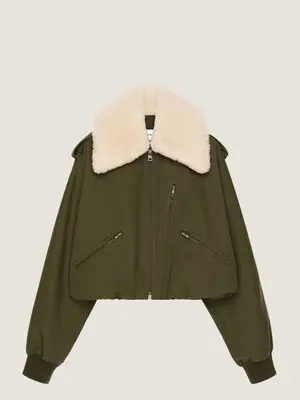 Givenchy Cotton And Wool Gabardine Bomber With Shearling Collar