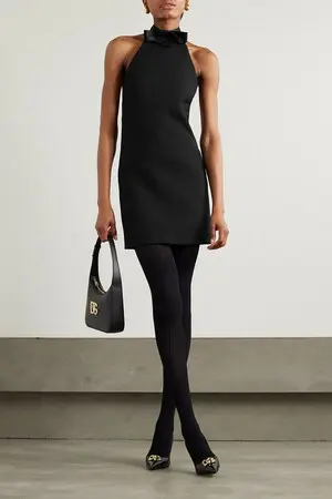 Dolce & Gabbana Appliquéd Wool-crepe Halterneck Mini Dress