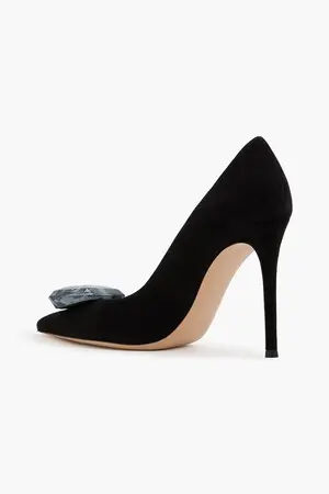 GIANVITO ROSSI Jaipur Embellished Suede Pointed Toe Pumps