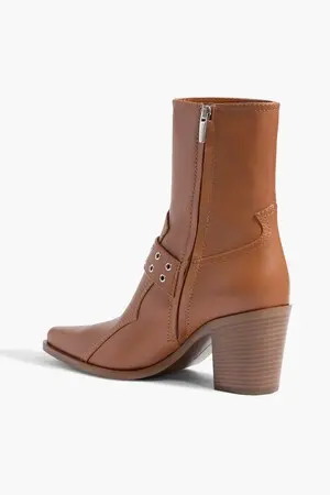 GIANVITO ROSSI Leather Ankle Boots With Buckle Detail And Stacked Heel