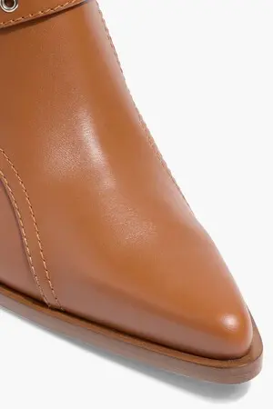 GIANVITO ROSSI Leather Ankle Boots With Buckle Detail And Stacked Heel