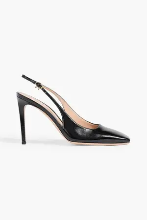 GIANVITO ROSSI Christina Glossed-leather Slingback Pumps - Black
