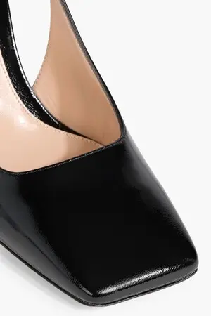 GIANVITO ROSSI Christina Glossed-leather Slingback Pumps - Black