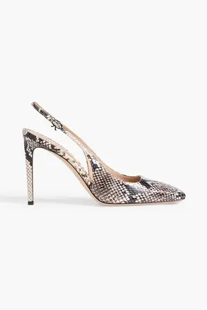 GIANVITO ROSSI Christina Snake-effect Leather Slingback Pumps