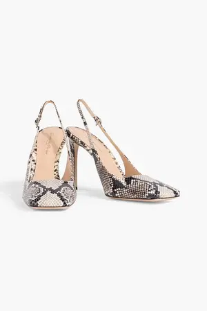 GIANVITO ROSSI Christina Snake-effect Leather Slingback Pumps