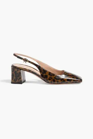 Leopard Pony Hair Slingback Wedge Pumps