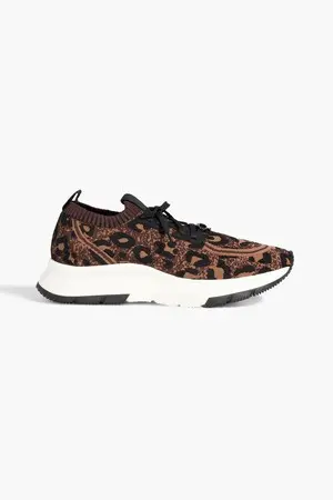 GIANVITO ROSSI Glover Leopard Jacquard-knit Sneakers