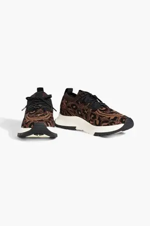 GIANVITO ROSSI Glover Leopard Jacquard-knit Sneakers