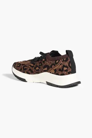 GIANVITO ROSSI Glover Leopard Jacquard-knit Sneakers