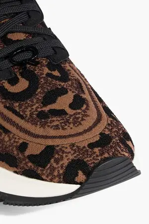 GIANVITO ROSSI Glover Leopard Jacquard-knit Sneakers