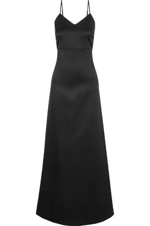Halston Bow-embellished Two-tone Duchess-satin Gown