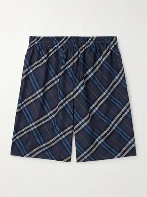 Burberry Straight-leg Checked Mulberry Silk-satin Shorts