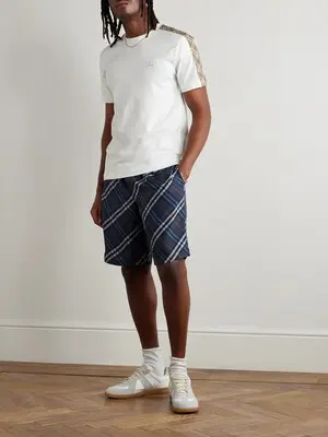 Burberry Straight-leg Checked Mulberry Silk-satin Shorts