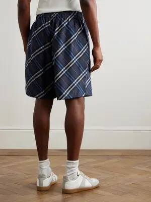 Burberry Straight-leg Checked Mulberry Silk-satin Shorts