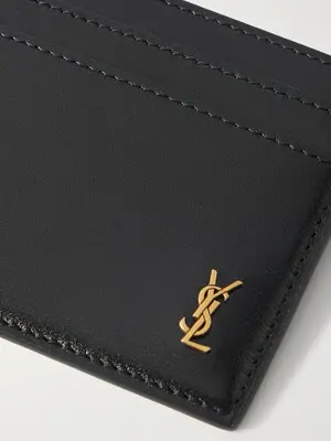Saint Laurent Logo-embellished Leather Cardholder - Black