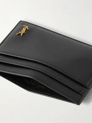 Saint Laurent Logo-embellished Leather Cardholder - Black