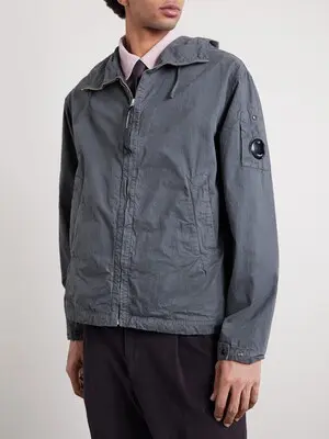 C.P. COMPANY Crinkled Cotton Hooded Jacket - Gray