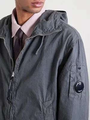 C.P. COMPANY Crinkled Cotton Hooded Jacket - Gray