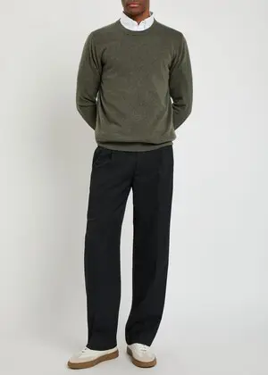 Sunspel Cashmere Crew-neck Jumper - Khaki
