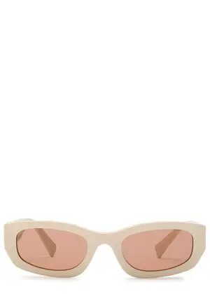 Miu Miu Narrow Rectangle-frame Sunglasses - Cream