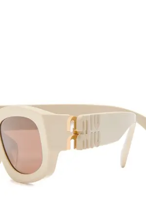 Miu Miu Narrow Rectangle-frame Sunglasses - Cream