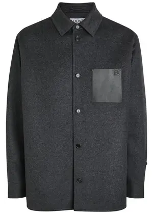 Loewe Leather-pocket Wool And Cashmere-blend Overshirt