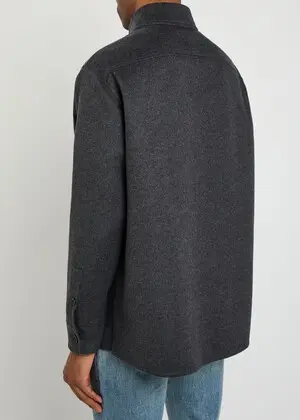 Loewe Leather-pocket Wool And Cashmere-blend Overshirt
