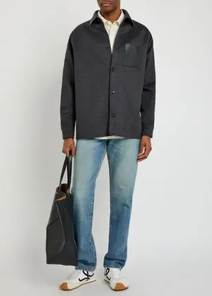 Loewe Leather-pocket Wool And Cashmere-blend Overshirt