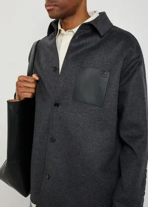 Loewe Leather-pocket Wool And Cashmere-blend Overshirt