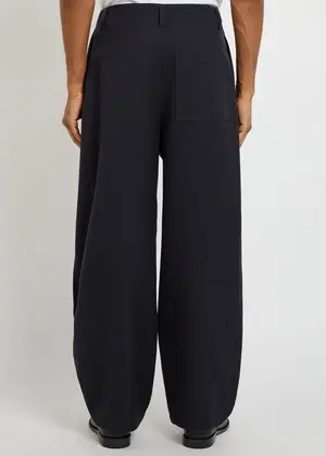 Loewe Logo-appliquéd Barrel-leg Wool Trousers