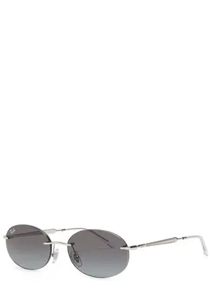 Ray-ban Rimless Oval-frame Sunglasses - Silver