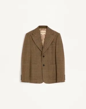 Valentino Garavani Single-breasted Glen Plaid Wool Jacket