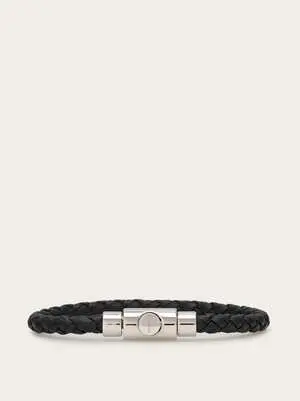 FERRAGAMO Braided Leather Bracelet - Black