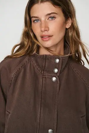 PILCRO Cropped Utility Cape Jacket - Chicory Coffee