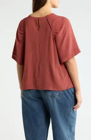 Wit & Wisdom Textured Short Sleeve T-shirt - Mahogany Red
