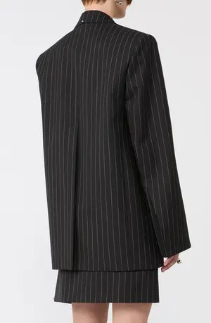 Sportmax Divina Pinstripe Stretch Wool Blend Inset Front Jacket