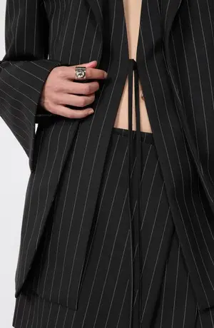 Sportmax Divina Pinstripe Stretch Wool Blend Inset Front Jacket