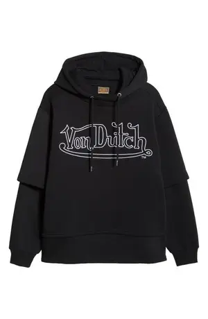 VON DUTCH Layered Fleece Pullover Hoodie