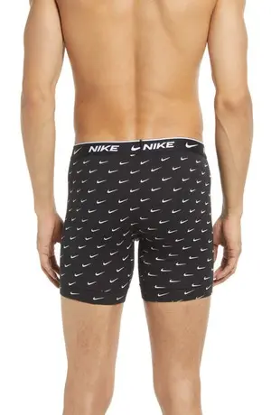 Nike Dri-fit Essential Assorted 3-pack Stretch Cotton Boxer Briefs - Swoosh Print