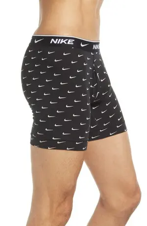 Nike Dri-fit Essential Assorted 3-pack Stretch Cotton Boxer Briefs - Swoosh Print