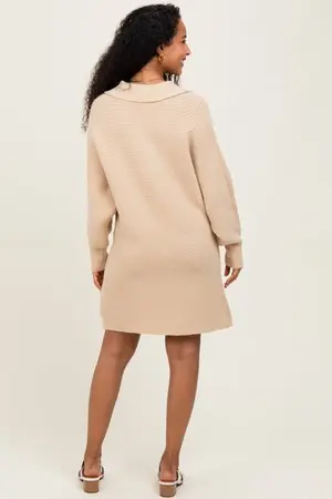 PINKBLUSH Chunky Knit Collared Sweater Dress