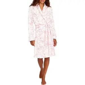 PETITE PLUME Print Pima Cotton Robe - Pink