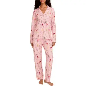 PETITE PLUME Pima Cotton Jersey Long Pajamas - Pink