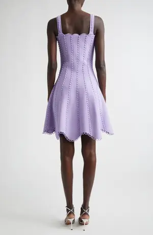Oscar De La Renta Bobble Stitch Knit Fit & Flare Dress